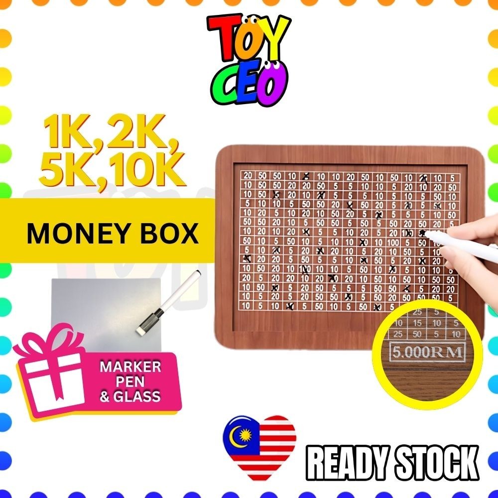 ToyCEO Wood Money Box with number on the box, Tabung Duit, Saving ...