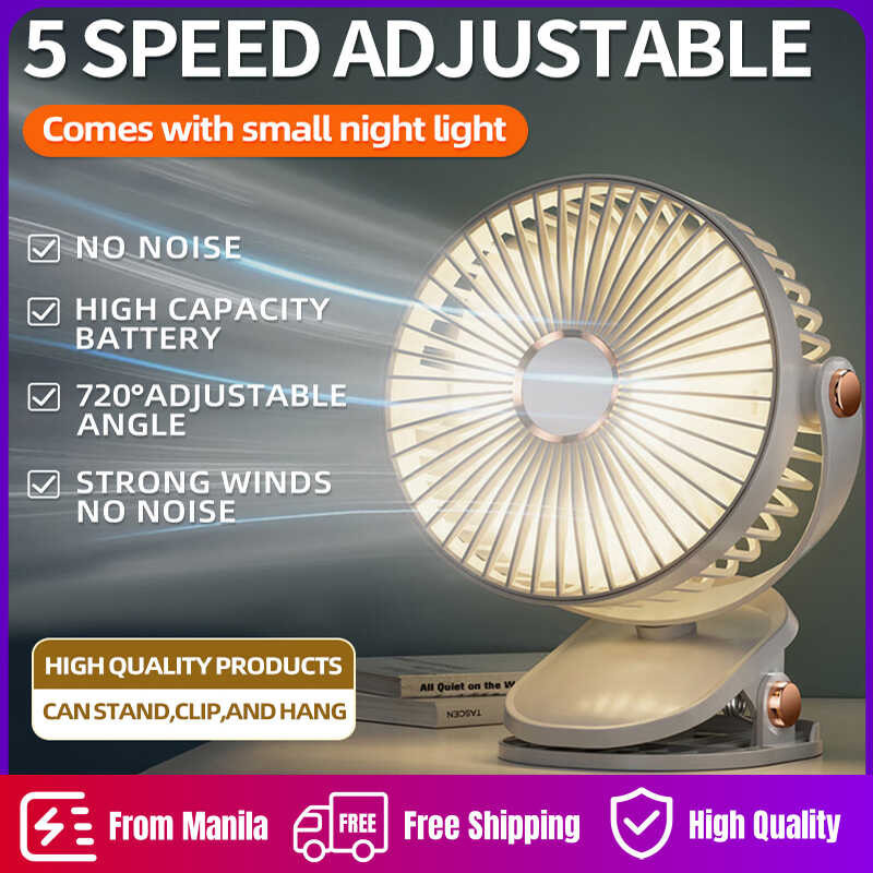 Mini Rechargeable Fan 10000Mah Portable Fan With LED Light Desk Fan ...
