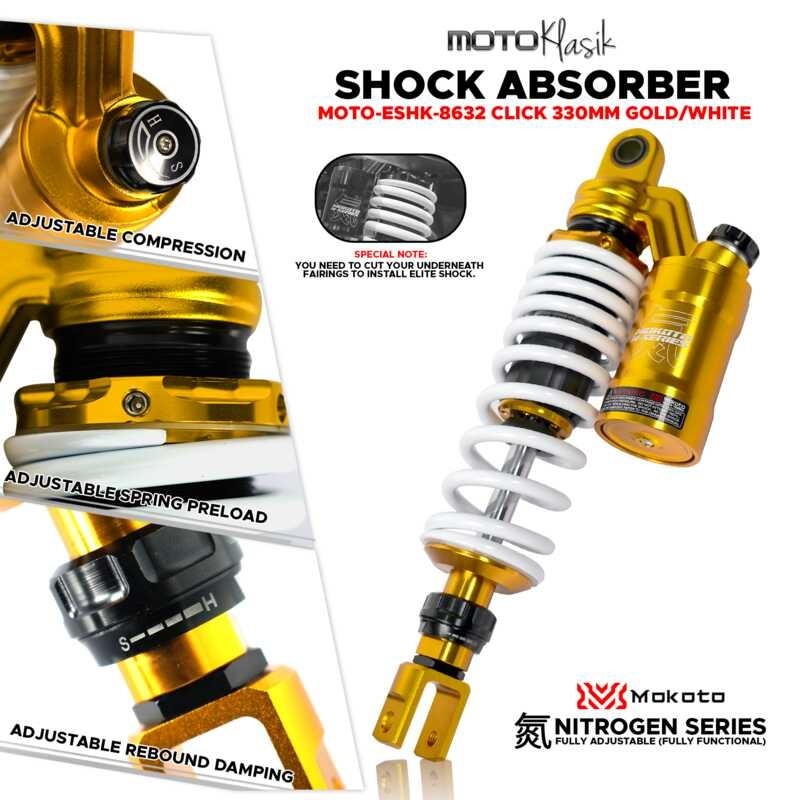 ELITE MOKOTO SERIES HONDA V3 / CLICK V2 REAR SHOCK GAS ABSORBER W/Baso ...