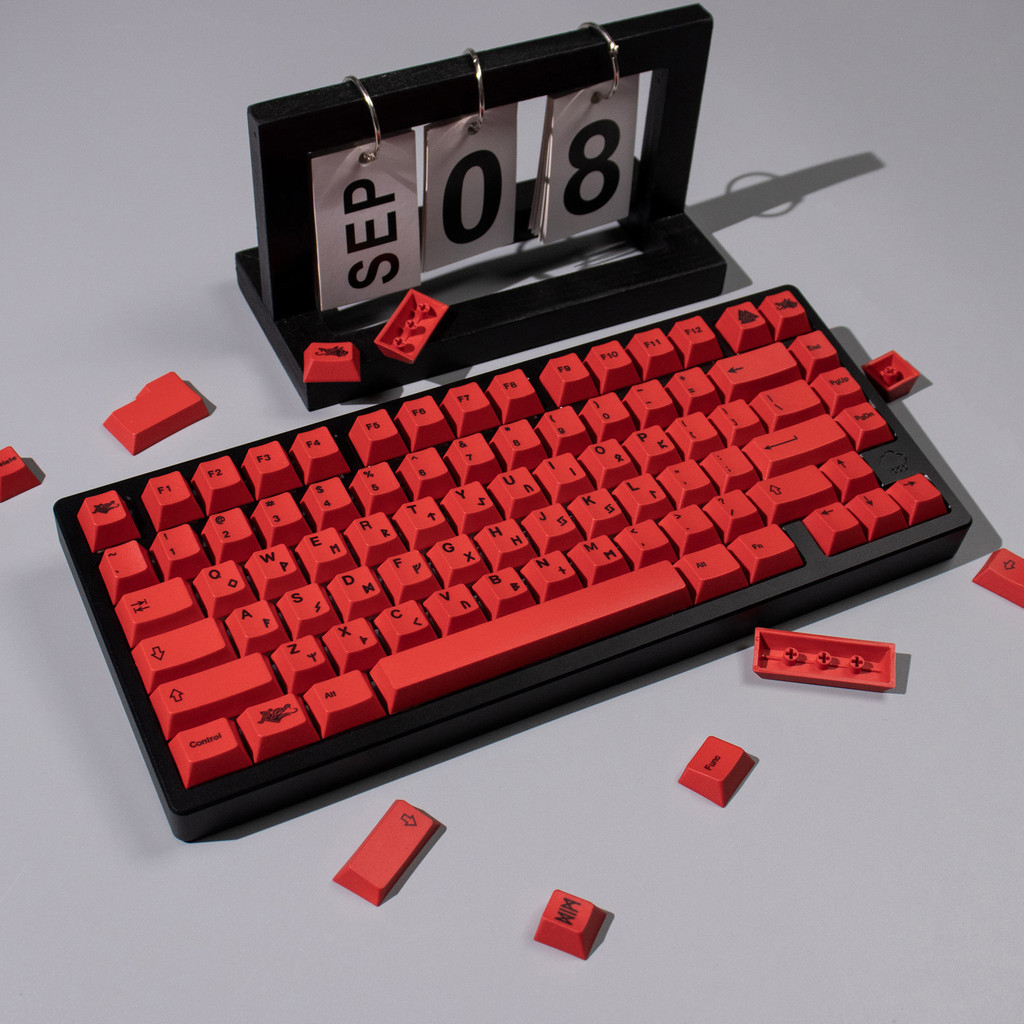 Minimalist Red Keycaps Icon Red Dargon blot Japanse Chinese Keycaps for ...