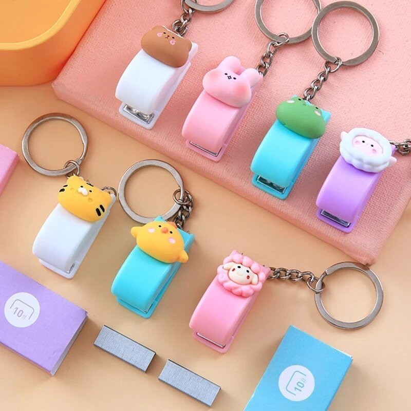Cute Mini Stapler Portable Kawaii Staples Key Chain Stationery Stapler ...
