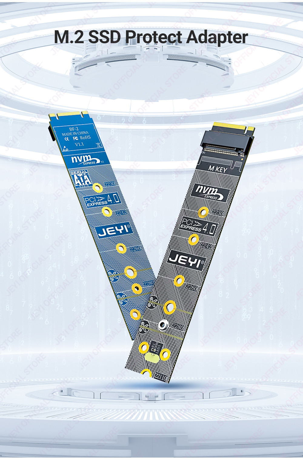 JEYI M.2 NVMe SATA Protection PCB Board Converter PCIe 4.0 Solid State ...