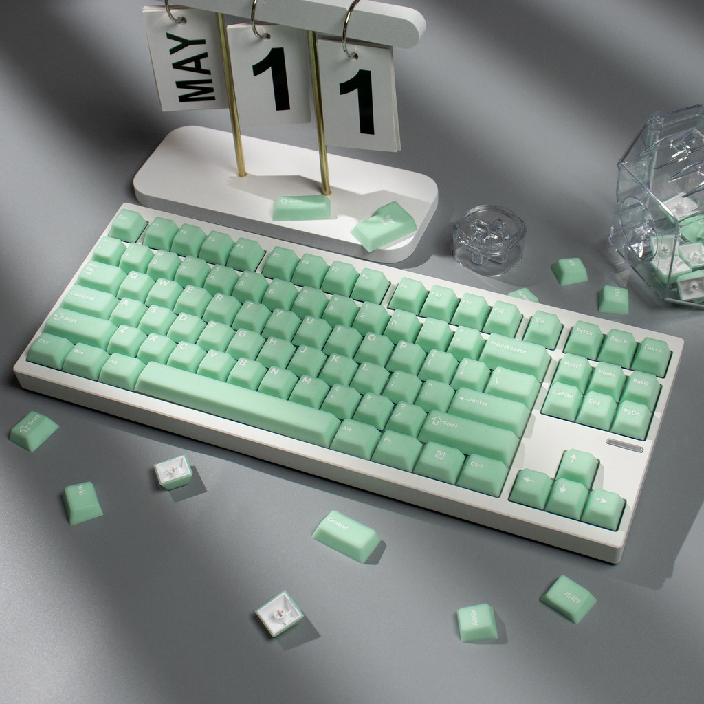 Jade color Keycaps Translucent PBT Double shot cherry profile keycaps ...