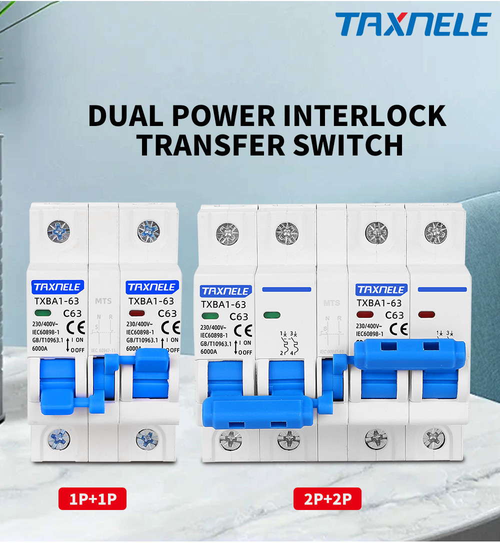 1P+1P 2P+2P MTS AC Manual Transfer Switch Circuit Breaker Changeover ...