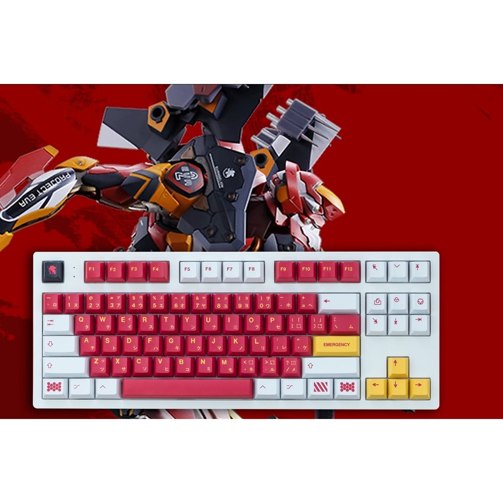 Eva No. 2 Asuka Keycaps, 129 PBT Keycaps CHERRY Profile DYE-SUB EVA ...