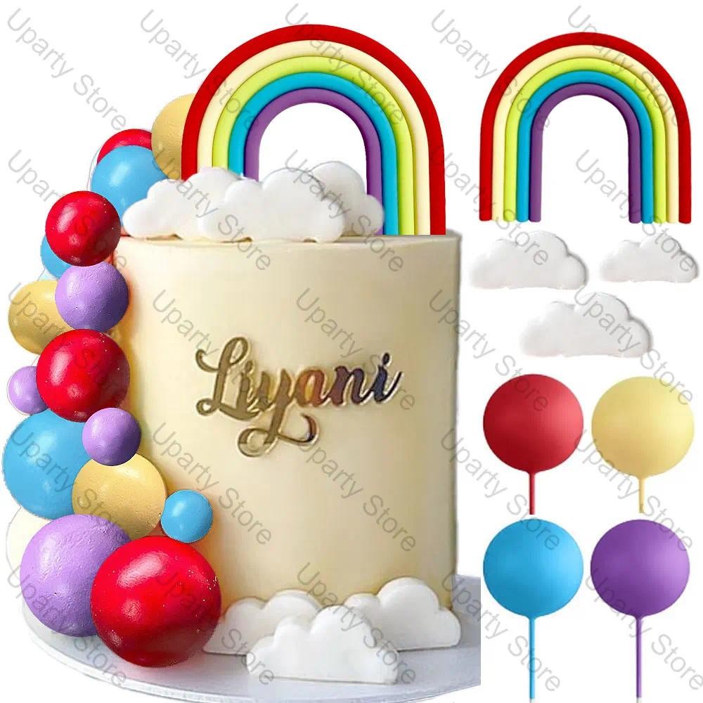 1 Set Cloud Rainbow Cake Toppers Stand Red Blue Purple Rainbow Cake ...