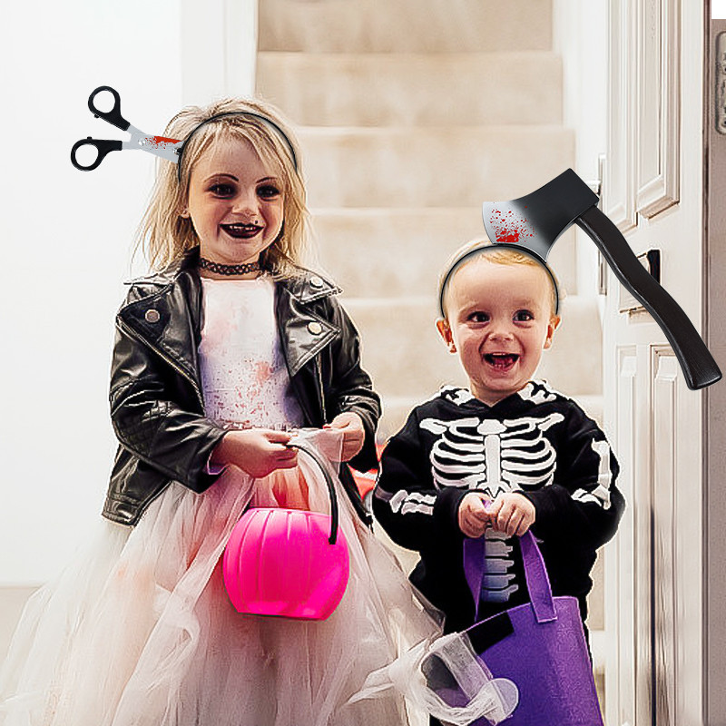 Halloween Horror Props Blood Fake Ax Saws Knife Headband Hair Hoop for ...