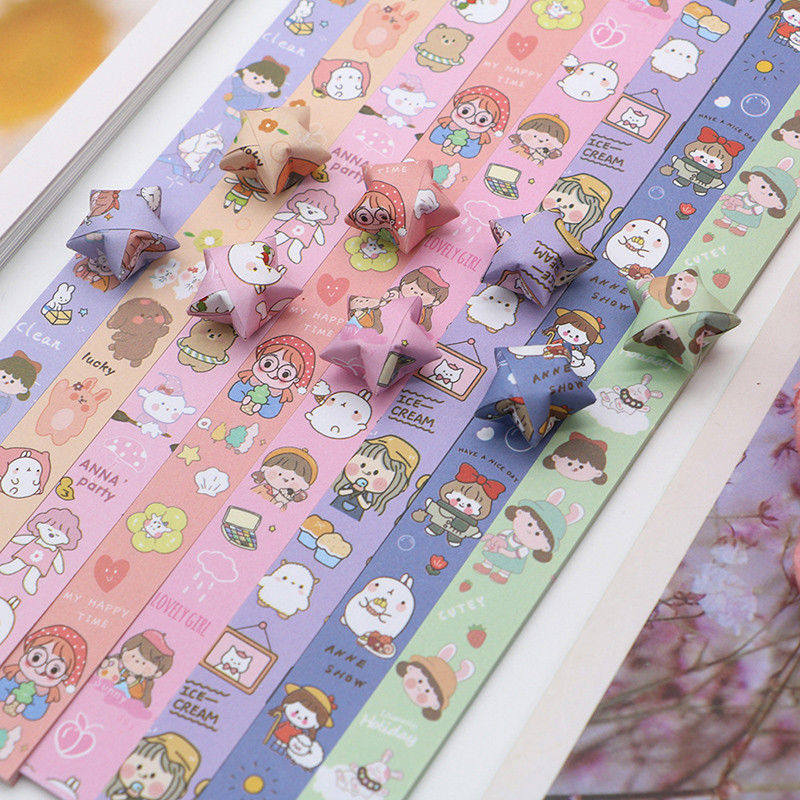 136pcs Cartoon Little Girl Star Origami Creative Starry Night Origami ...