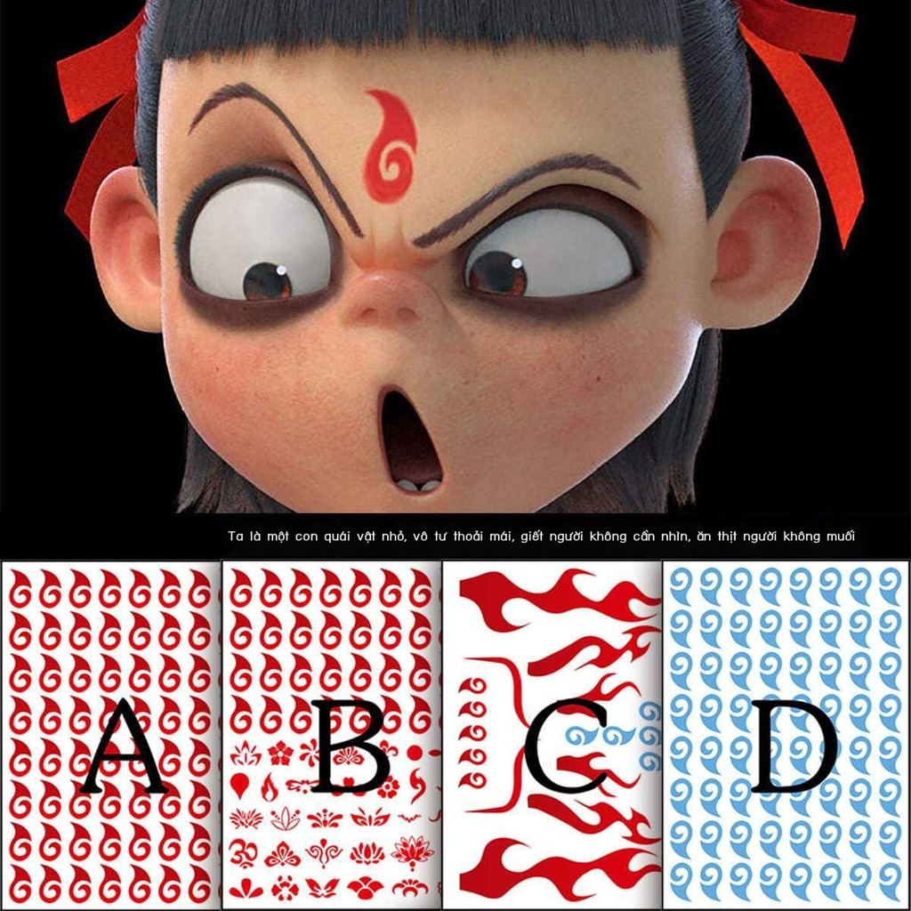 Nezha forehead stickers, eyebrow stickers, Hanfu costume tattoo ...