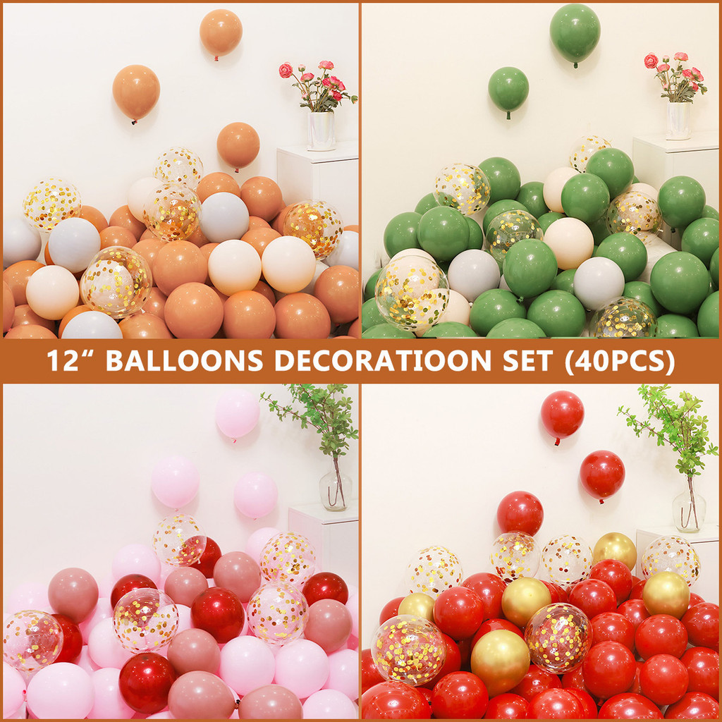 40pcs Retro Orange Balloon Set 12inch Avocado Green Gold Confetti ...