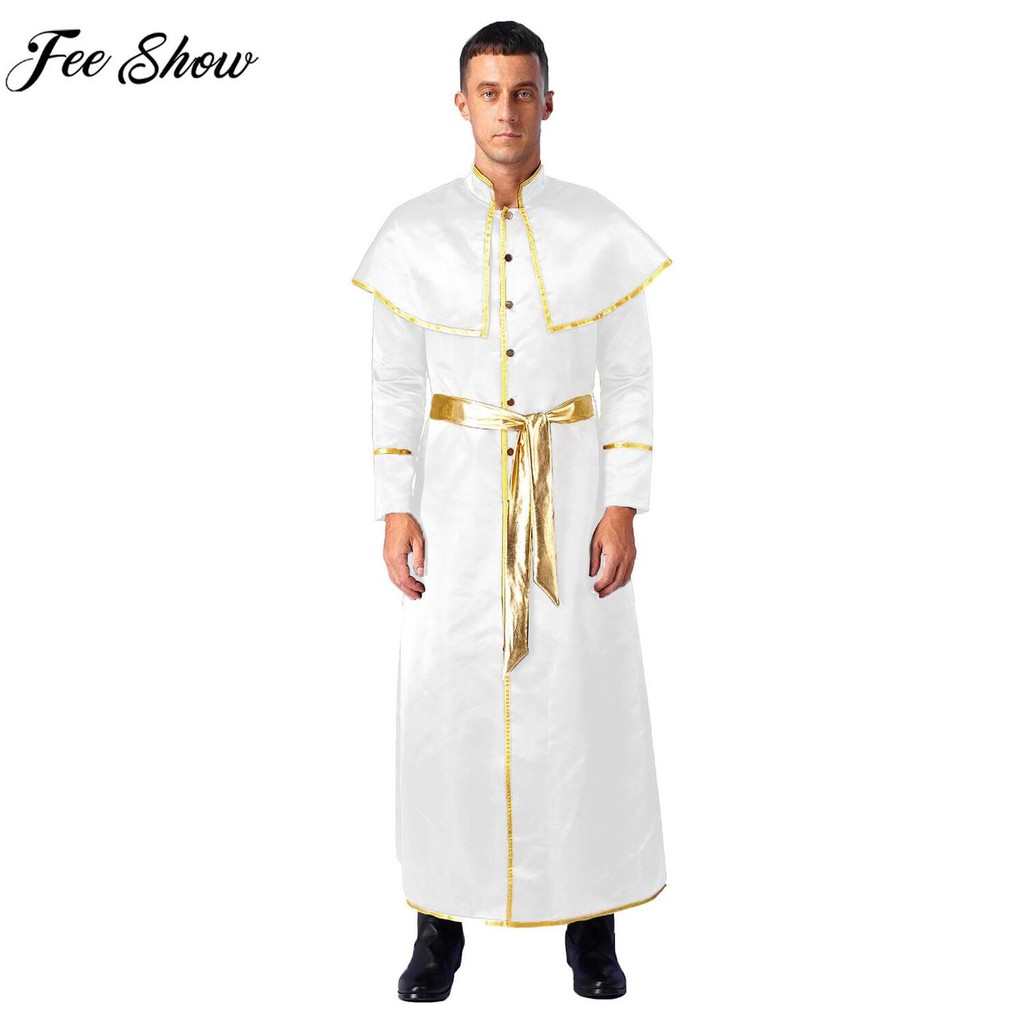 § Mens Ancient Greece Rome Priest Catholic Clergyman Cosplay Costume ...