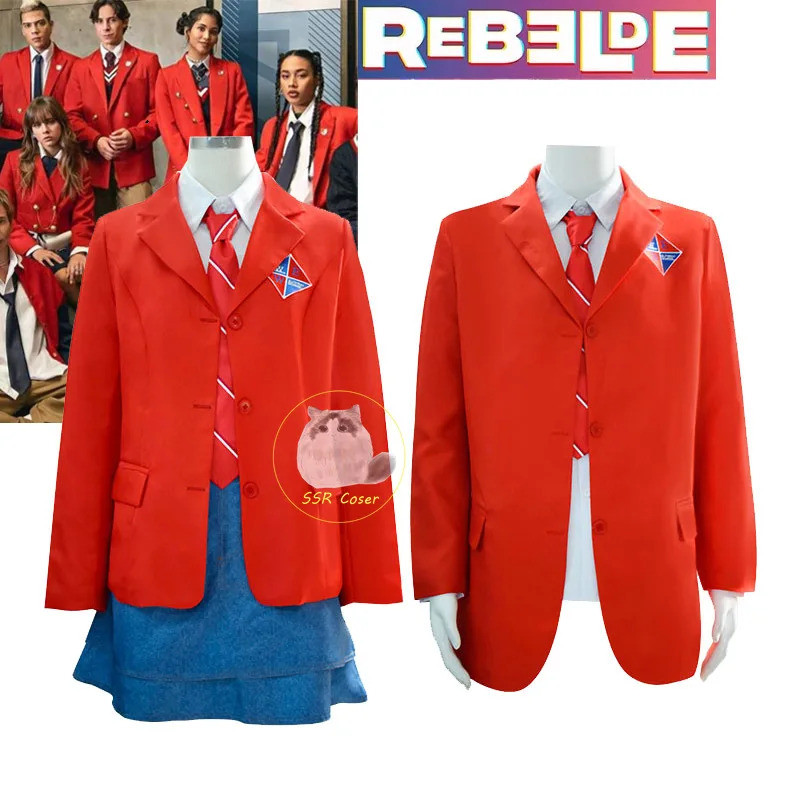 § EWS Rebelde Cosplay Costume High School Uniform Red Suit Jacket Skirt ...