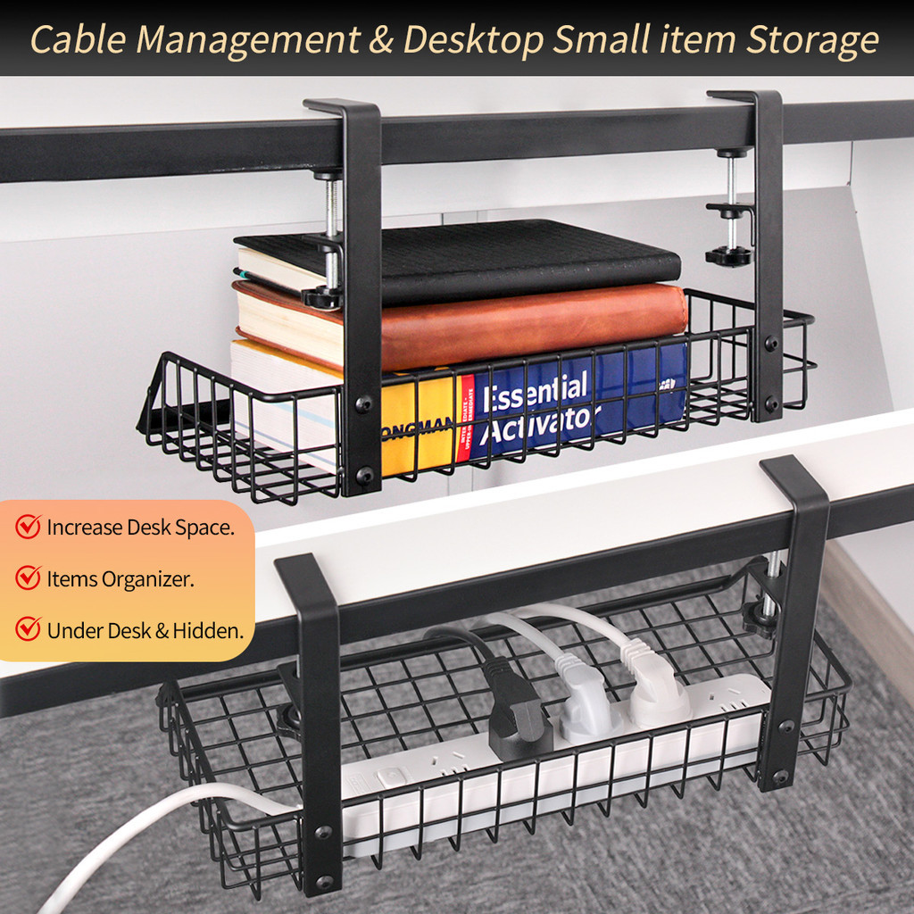 Under Desk Cable Management Adjustable Storage Tray Office Wire ...