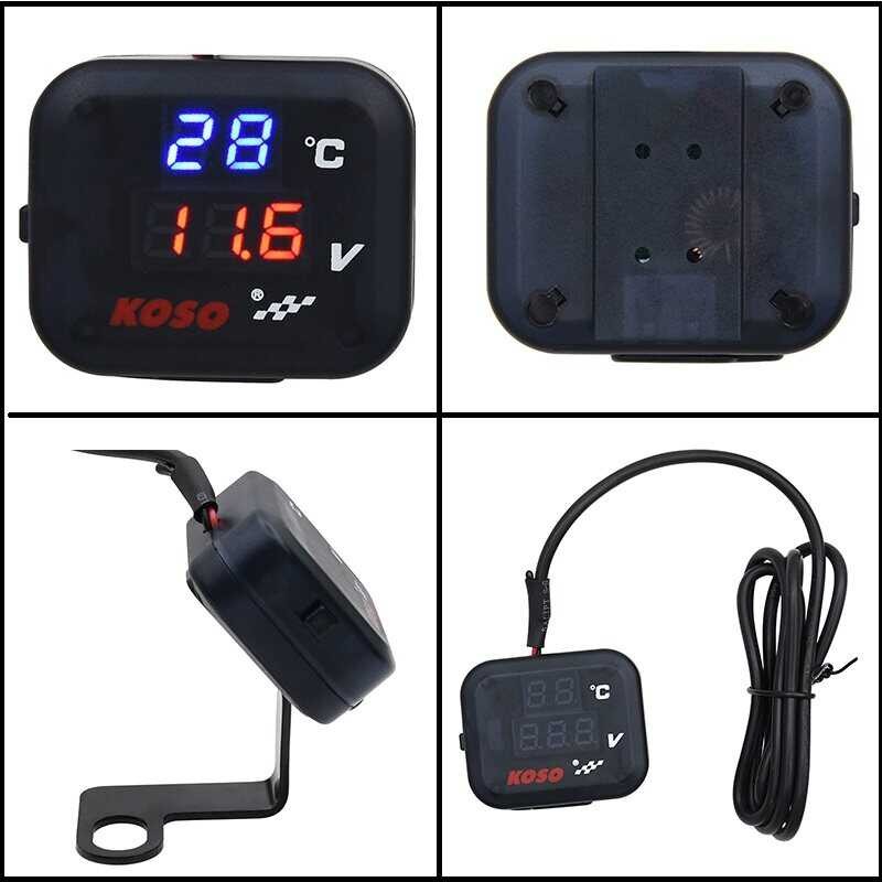 In 1 3 Gauge Universal KOSO Motorcycle Voltmeter Temperature Voltage Display Gear Indicator With ...