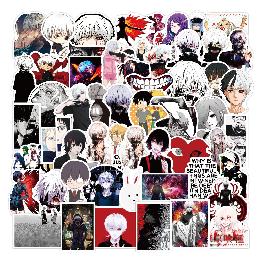 Waterproof PVC stickers Tokyo Ghoul Anime Manga 50 pieces (2 types ...