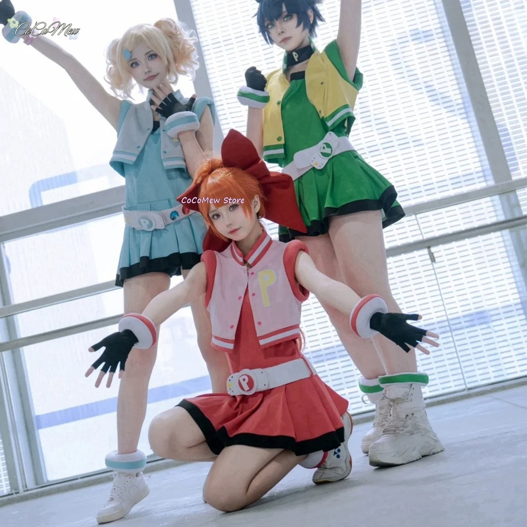 § The Powerpuff Girls Season Costume Green Pink Blue Uniform Halloween ...