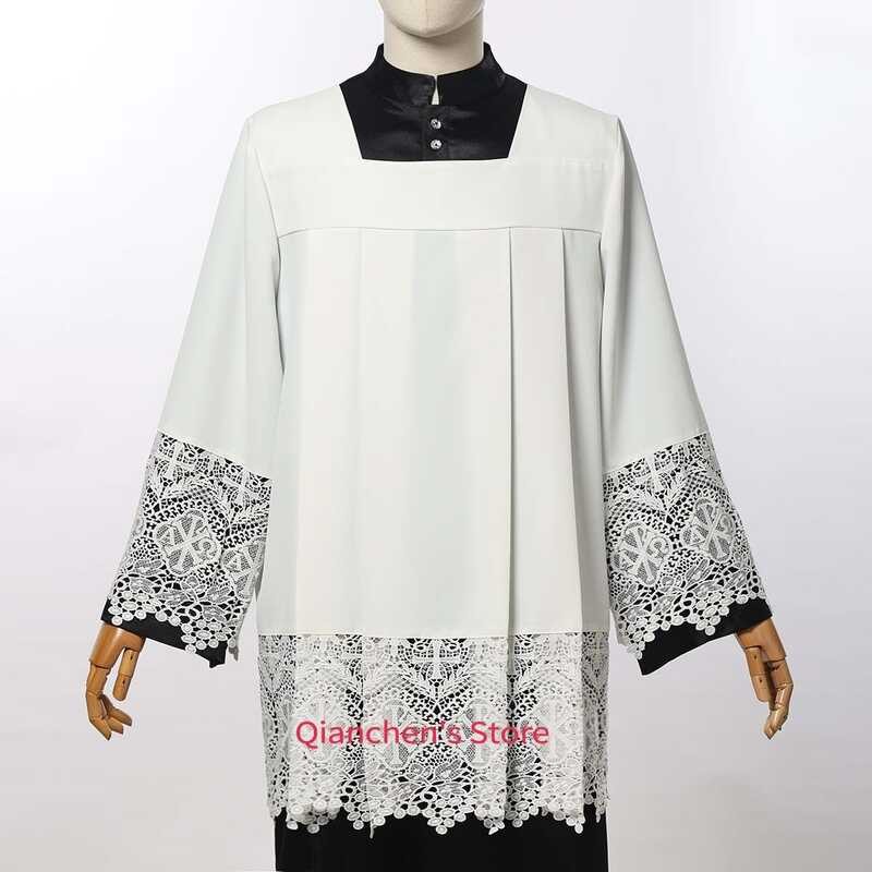 & Catholic Priest Surplice Pleated Pulpit Liturgical Cotta Vestment ...