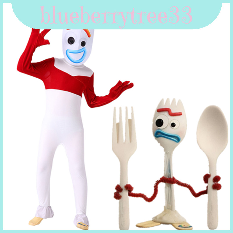 4 Toy Story Forky Cosplay Woody Costume Kid Jumpsuit Outfits Mask Full ...