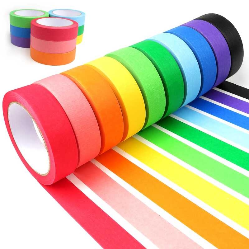 masking Cliclock colored tape, 10 rolls of multi pack rainbow artist ...