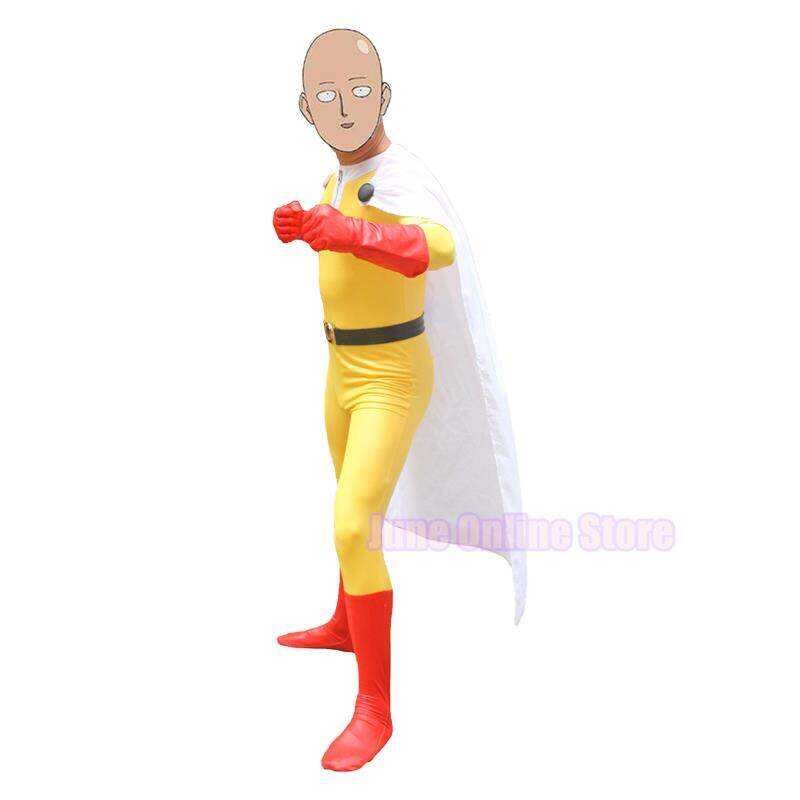 One Punchman Anime Cosplay Costume Punch Man Saitama Bodysuit Jumpsuit ...
