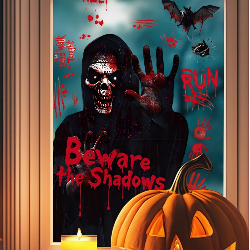 2Pcs/Set Terrible Death Ghost Shadow Electrostatic Window Sticker ...