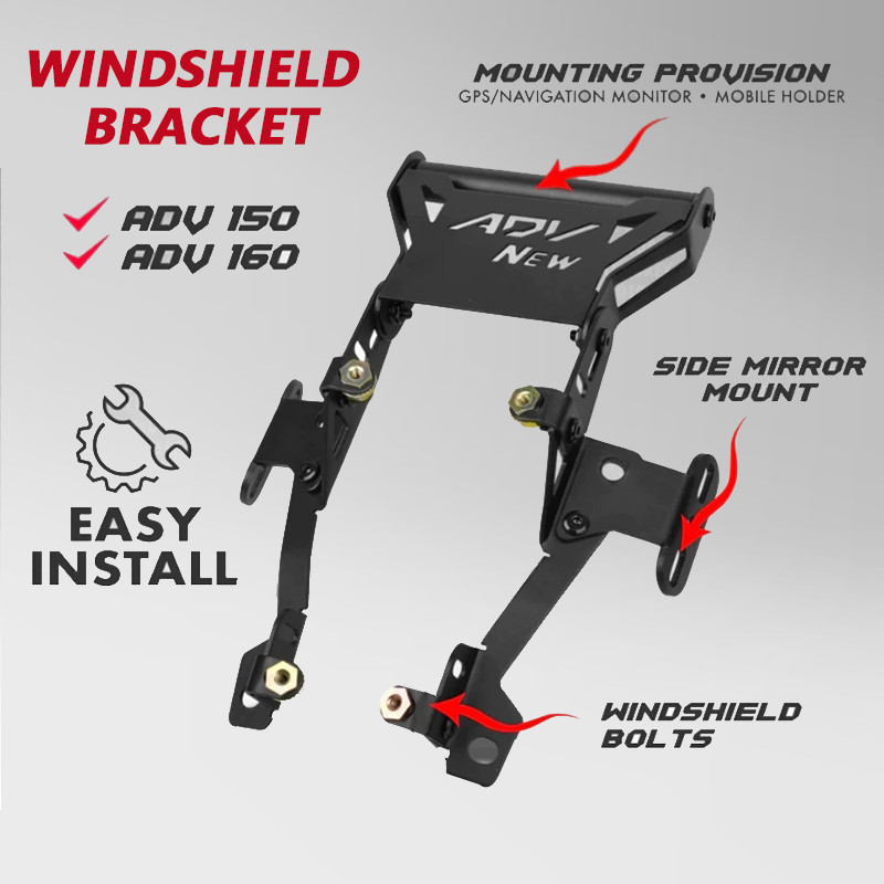 CNC Adjustable Windshield Bracket for Honda ADV 150/160 – Alloy Side ...