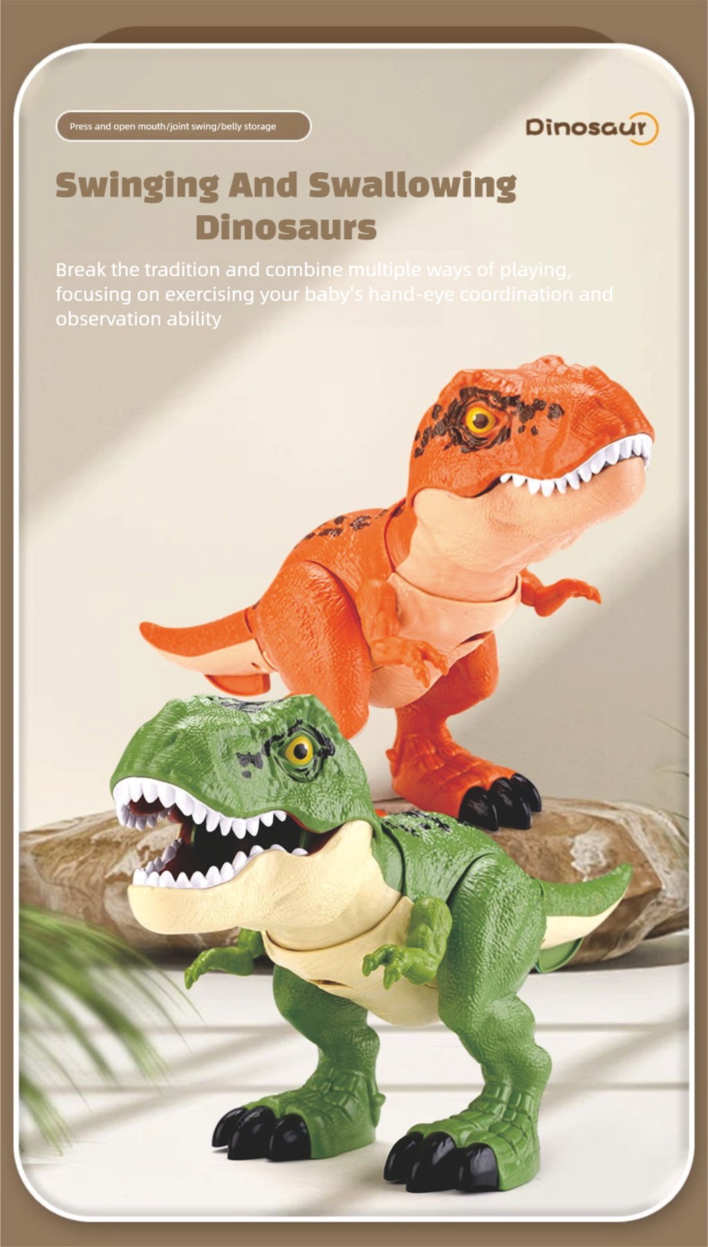 Large Swallowing Dinosaur Toy Animal Swing with Sound Joints Movable ...