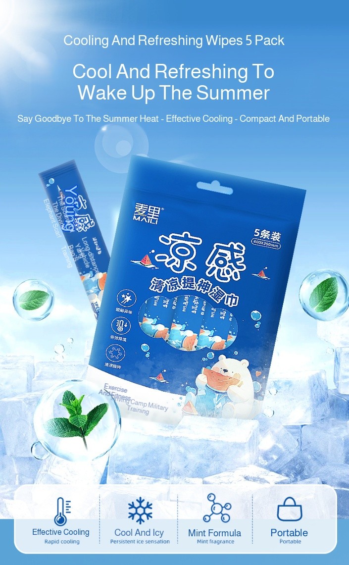 Summer Outdoors Essential/Ice Cooling Wipes/Cool ＆refreshing/Cold Mint ...