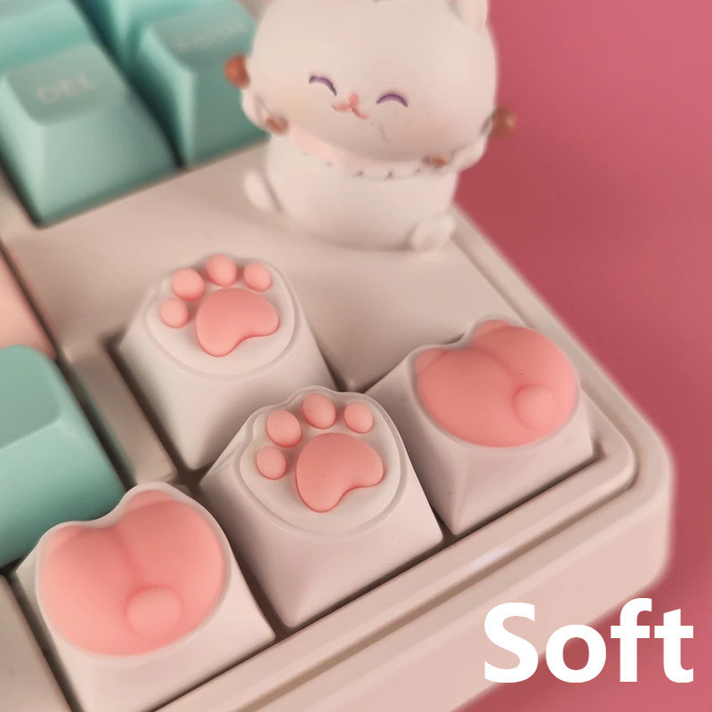 ABS Silicone Keyboard Keycap Customized DIY Keyboard with Cute Cat Paw ...