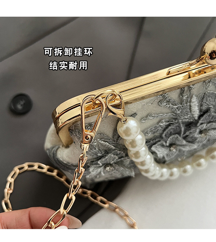 Exquisite Flowers Rhinestone Lace Clutch Bag Socialite Pearl Banquet ...