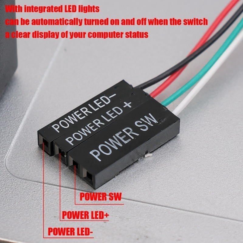 Computer Desktop PC External Switch - Built-in Colorful LED Light - On ...