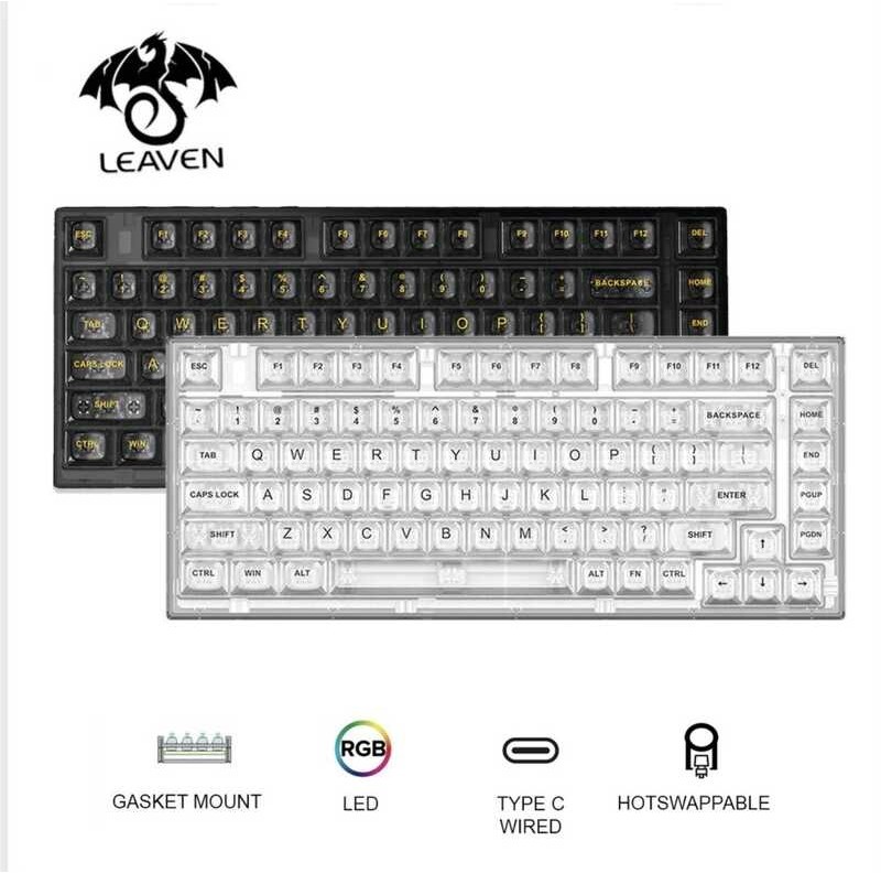 K840 LEAVEN Transparen Mechanical Keyboard 84 Keys Wired Gaming ...