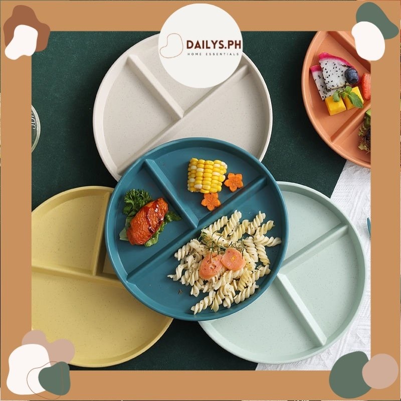 DAILYS Healthy Diet Meal Plan Plate Diet Baon with Divider Microwavable ...