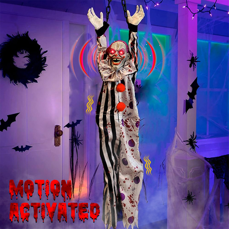 § Light Up Halloween Animatronics Hanging Luminous Screaming Horror ...