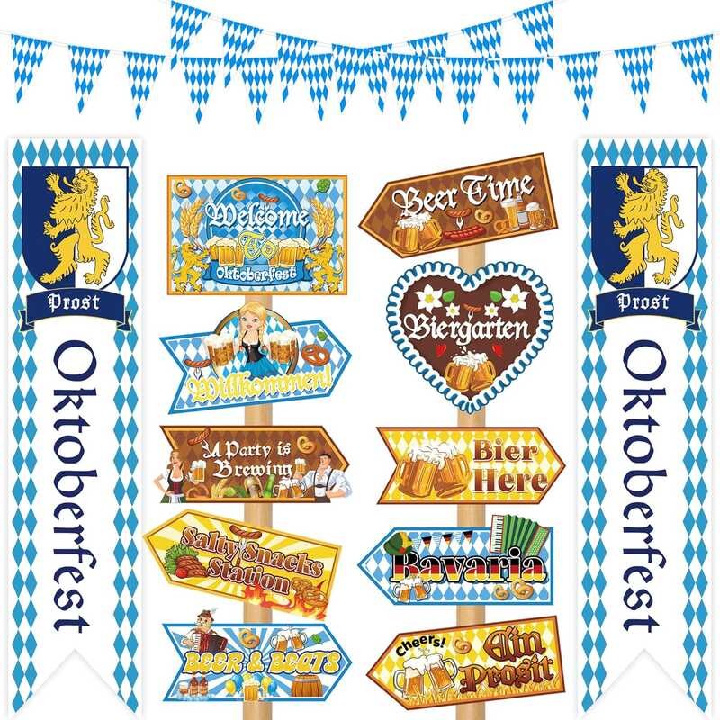 VELUCO Decorations, Oktoberfest Banners, Bavarian Pennant Banner, Yard ...