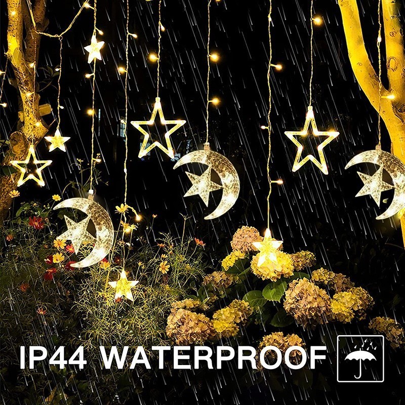 Star Moon Curtain String Fairy Lights for Eid,Ramadan,Christmas,Wedding ...