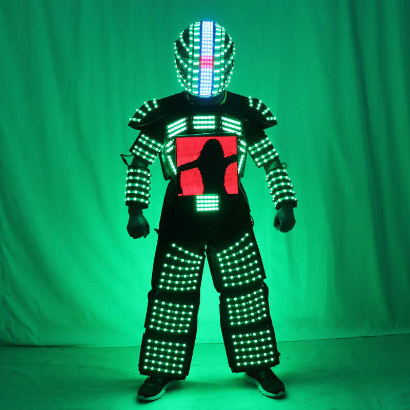 LED Robot Dance Costume Tron RGB Light Up Stage Suit Outfit Jacket Coat ...