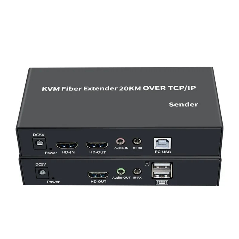 20Km HDMI KVM Fiber Extender over SC Fiber Optical Cable HDMI USB to ...