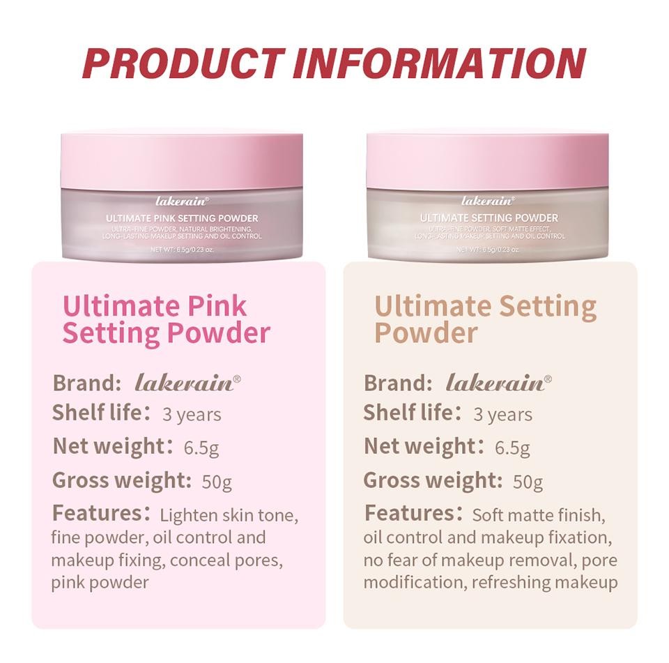 Setting Powder long-Lasting Matte Pink Finish Oil Control and Makeup ...