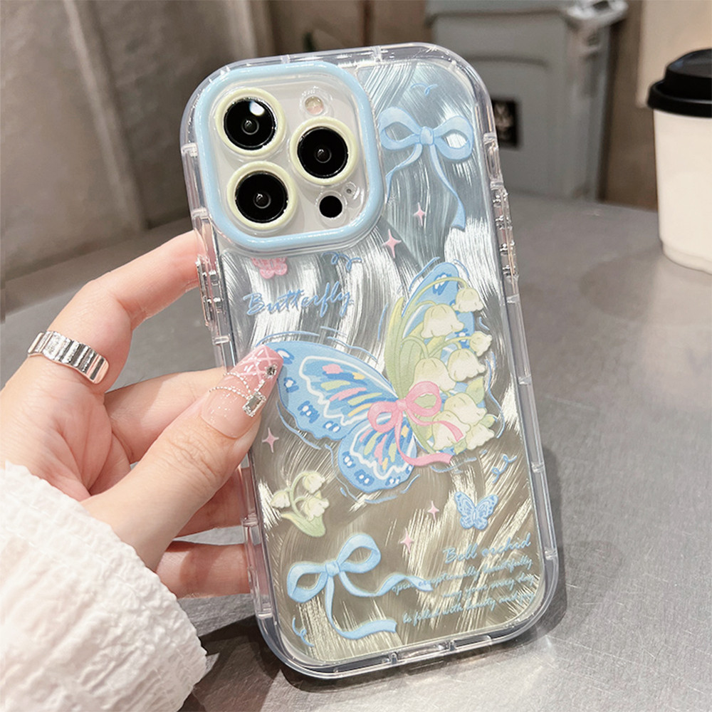 Butterfly Feather Yarn Phone Case For IPhone 15 Funda IPhone 11 13 14 ...