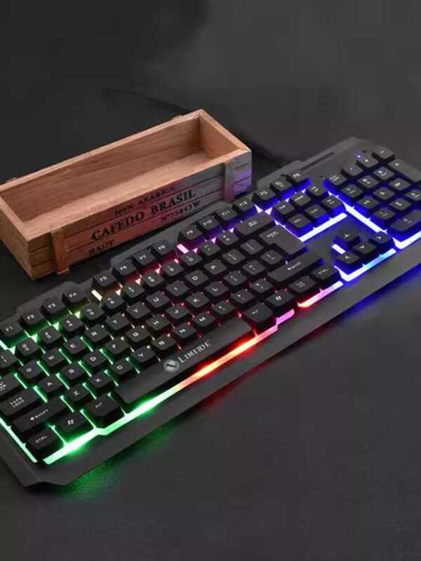 LIMEIDE K20 Luminous USB Wired Keyboard Floating Rainbow Mechanical ...