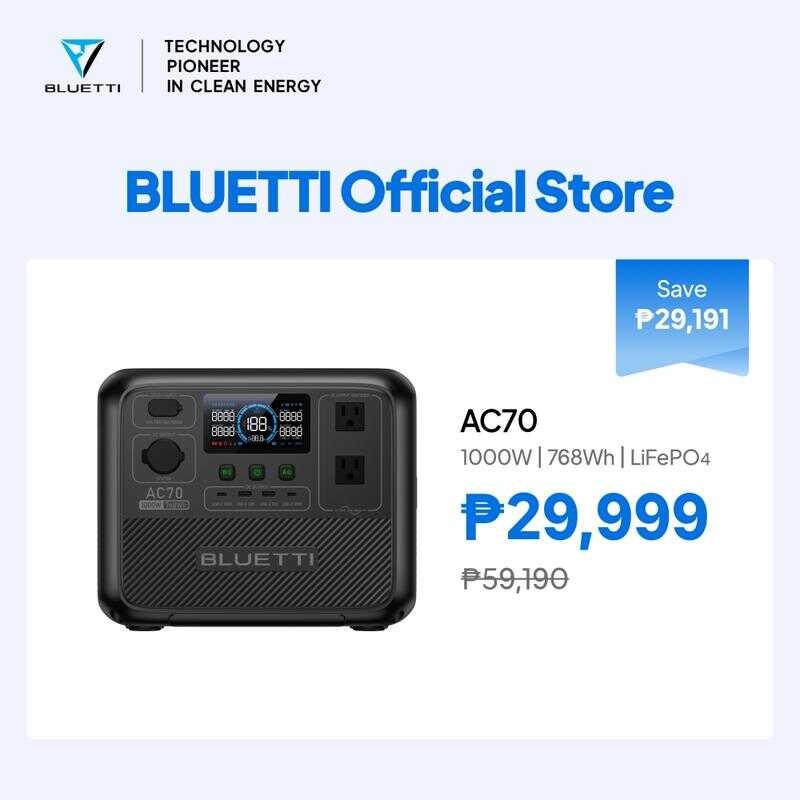 BLUETTI Ac70 1000W Portable Power Station , 768Wh Lifepo4 Battery ...