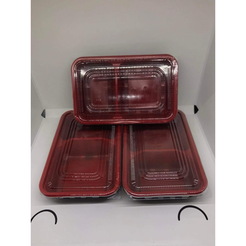 50pcs Red Bento Box Korean Bento with Plastic Lid | Shopee Philippines