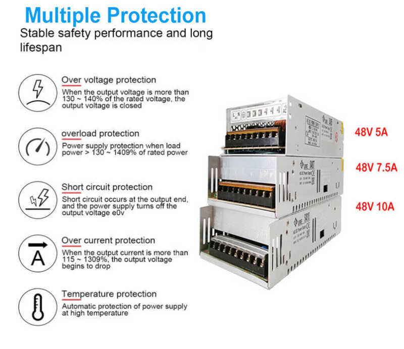 48V DC 10Acctv Centralize Switching Power Supply Adapter Regulated ...