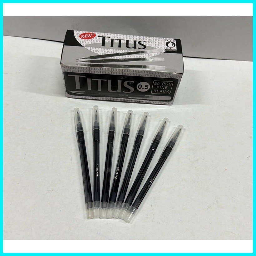 Titus ball pen 0.5 fine black pen 50 pcs in 1 box | Shopee Philippines
