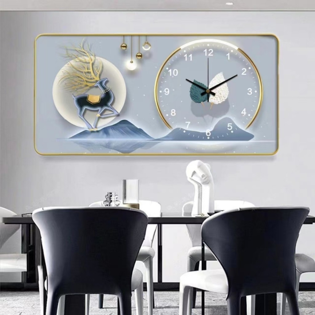 Modern living room mural clock background decoration clock table dining ...