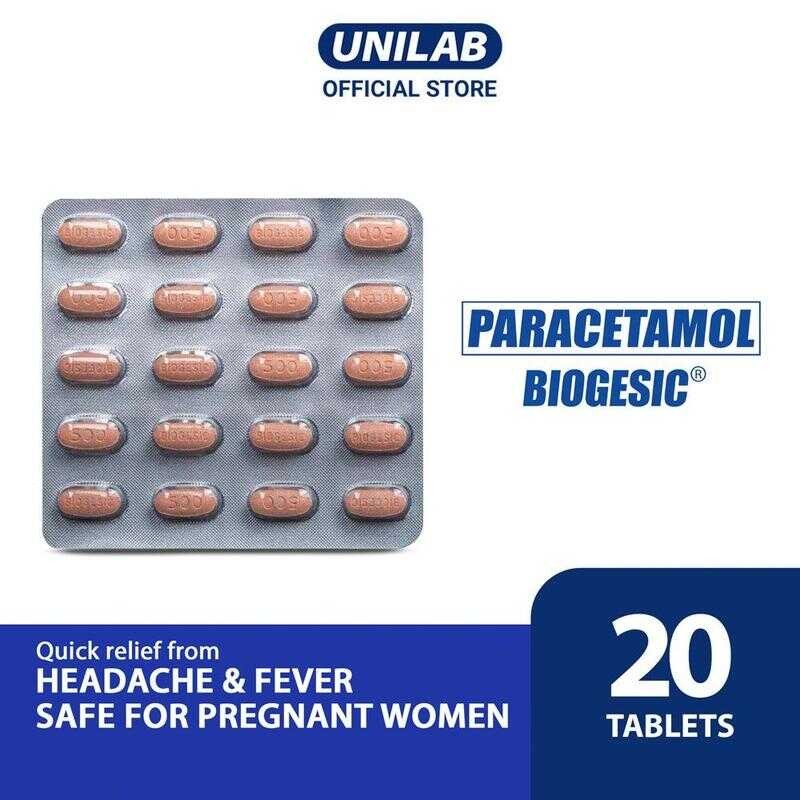 Biogesic 20 Tablets 500Mg Paracetamol (For Headache And Fever Relief ...
