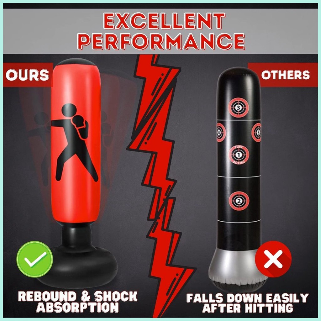 3 in 1 Inflatable Punching Bag for Kids with Air Pump Free Standing ...
