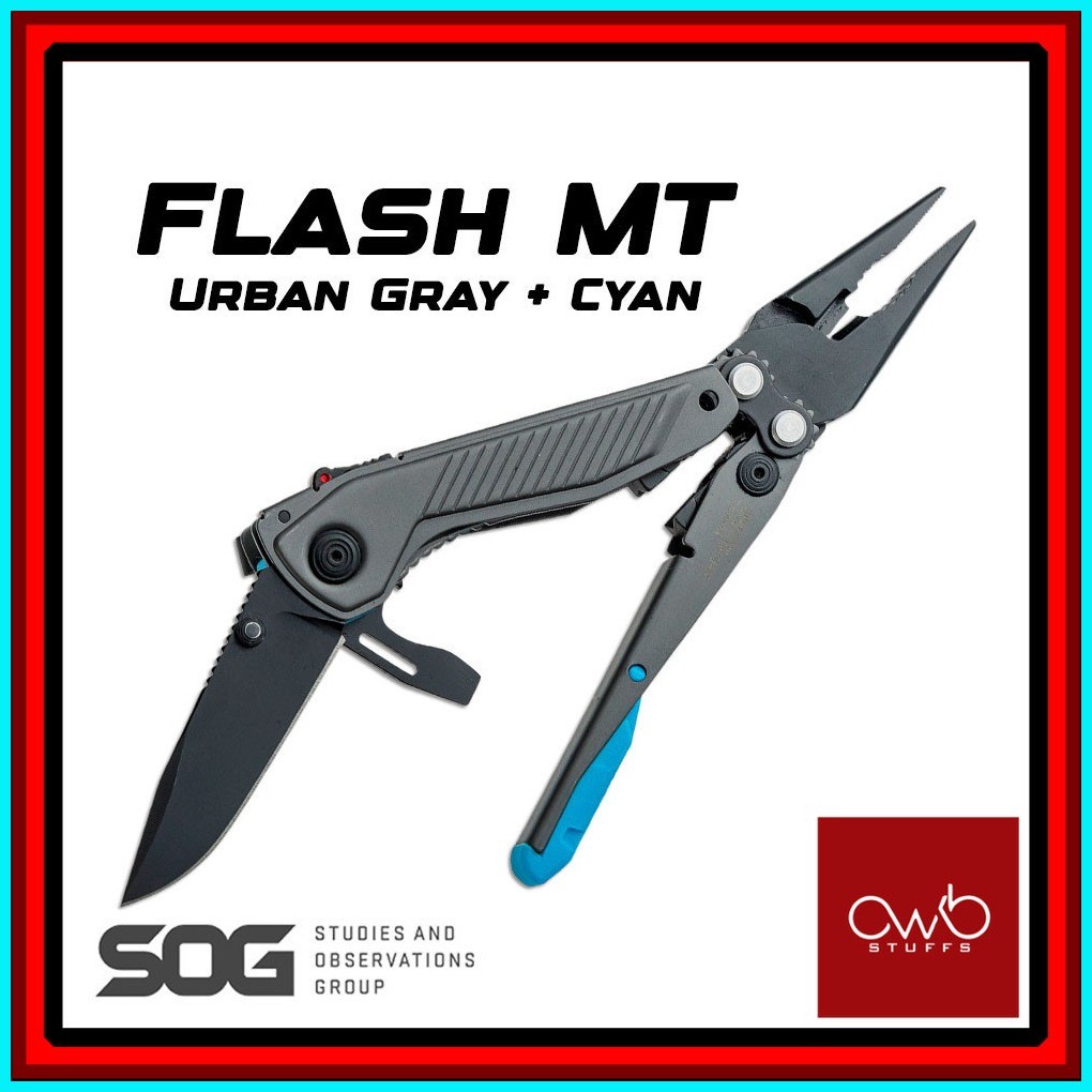 SOG - Flash MT - Urban Gray + Cyan - EDC Multitool | Shopee Philippines