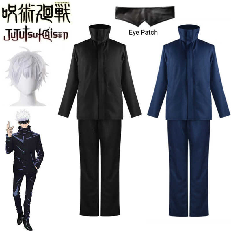 HL Anime Jujutsu Kaisen Gojo Satoru Cosplay Costume Top Pants Wig Eye ...